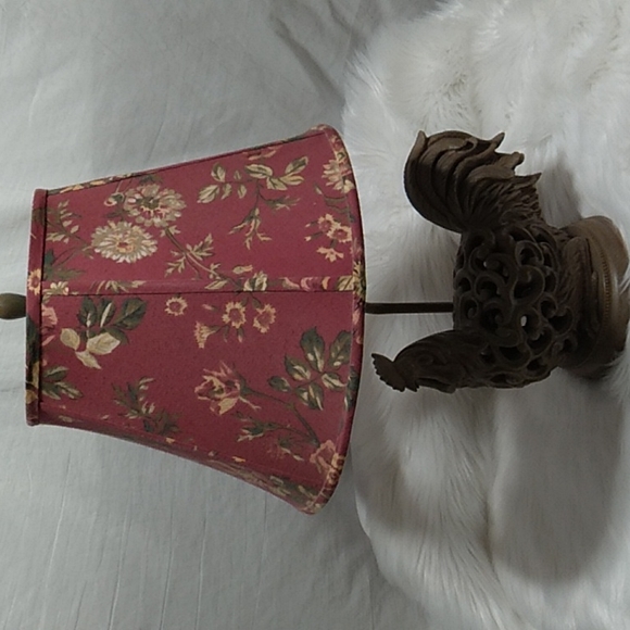 Vinatge Unknown | Accents | Rare Antique Rooster Lamp Wfloral Shade ...